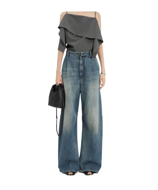 MAISON MARGIELA High Waist Wide Leg Jeans