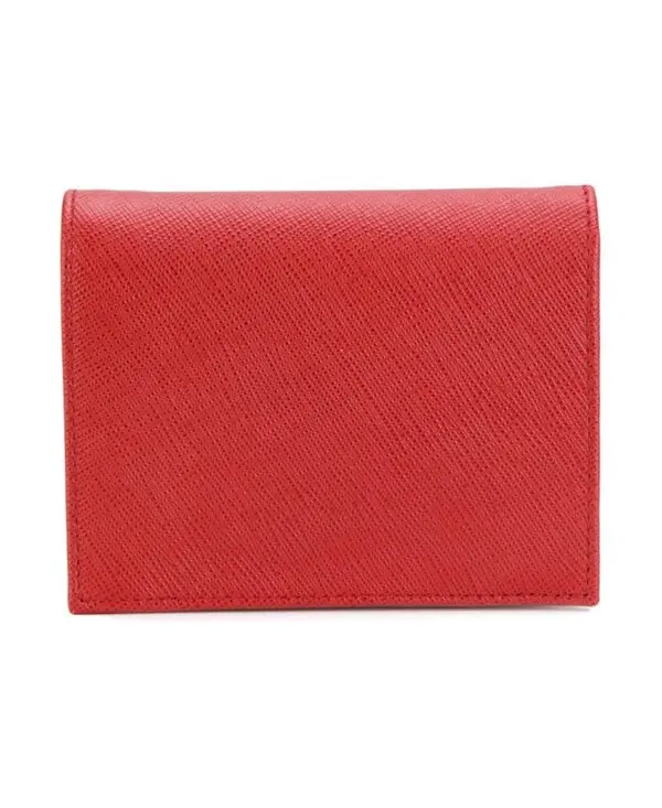 Prada Logo Compact Wallet - Fiery