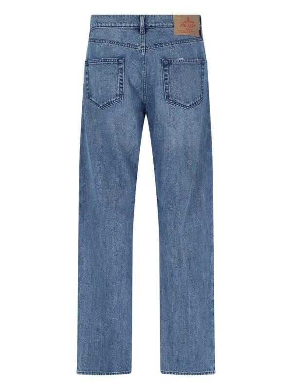 Prada Logo Patch Straight Leg Jeans