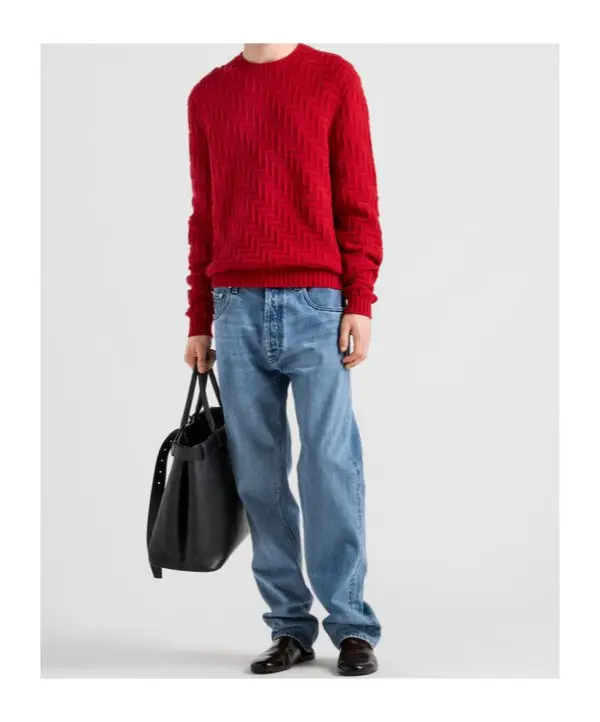 Prada Logo Patch Straight Leg Jeans