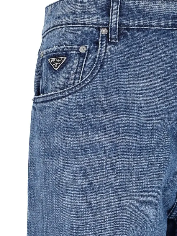 Prada Logo Patch Straight Leg Jeans