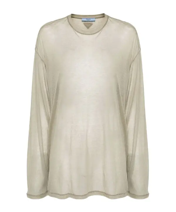Prada Long-sleeved Crewneck T-shirt - Green