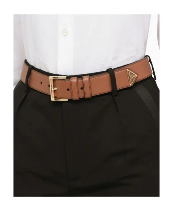 Prada Logo Plaque Square-buckle Belt - Brown