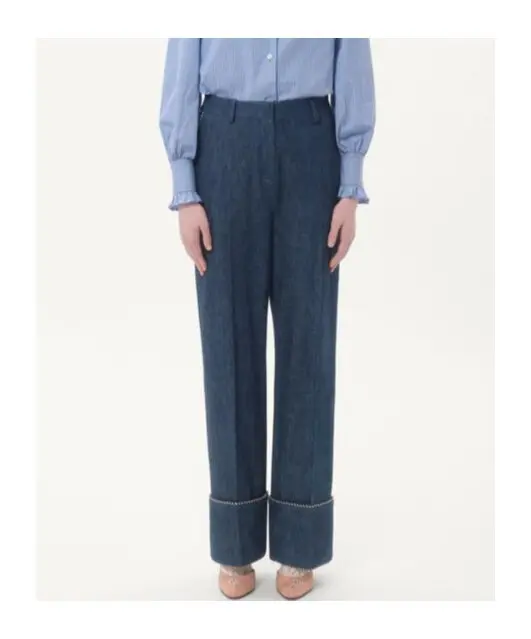 Valentino Garavani Wide Leg Jeans With Turn-up Hem