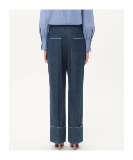 Valentino Garavani Wide Leg Jeans With Turn-up Hem