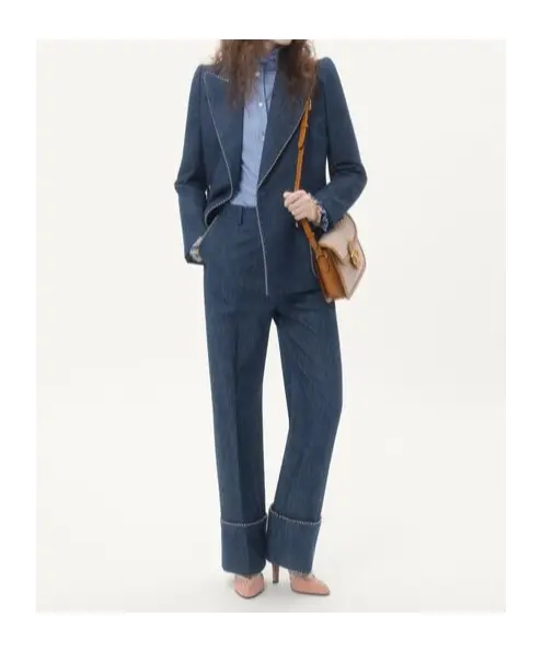 Valentino Garavani Wide Leg Jeans With Turn-up Hem