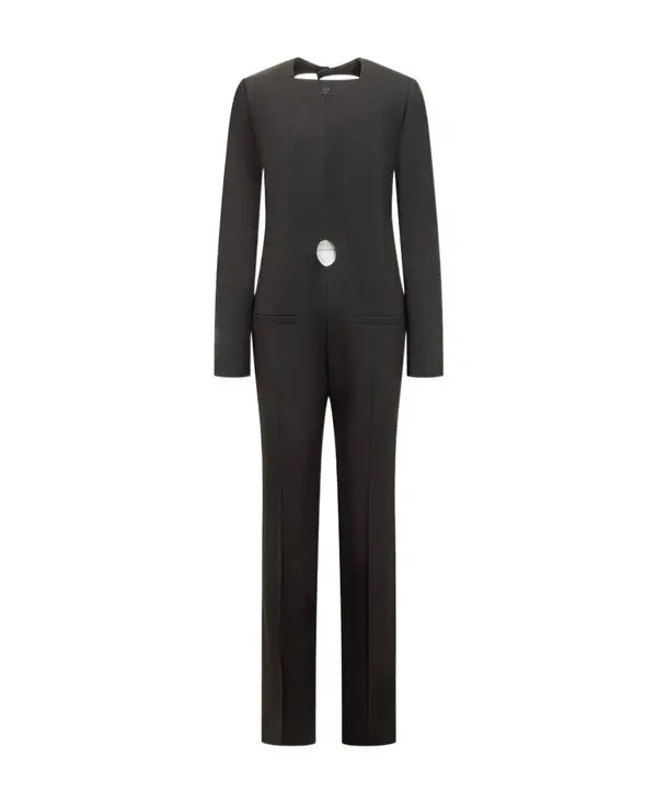 COURREGES Courrèges Long Sleeve Embroidered Logo Jumpsuit - Black