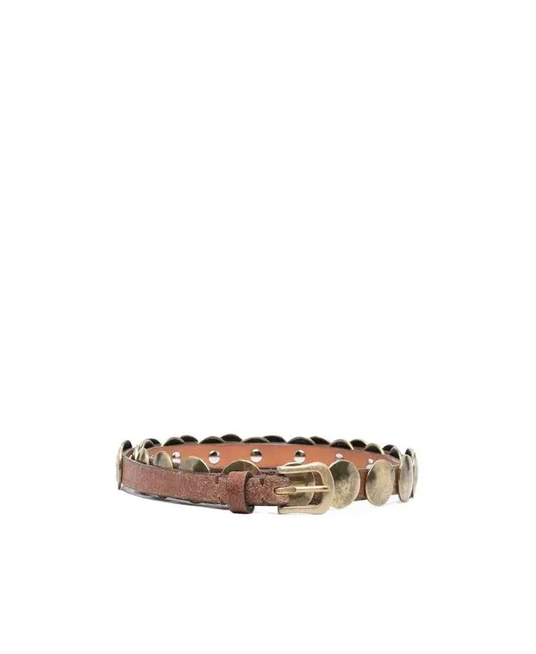 GOLDEN GOOSE Trinidad Stud Embellished Buckle Belt - Brown