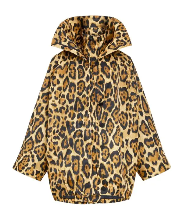 Alaïa Layered Leopard Print Twill Coat - Brown