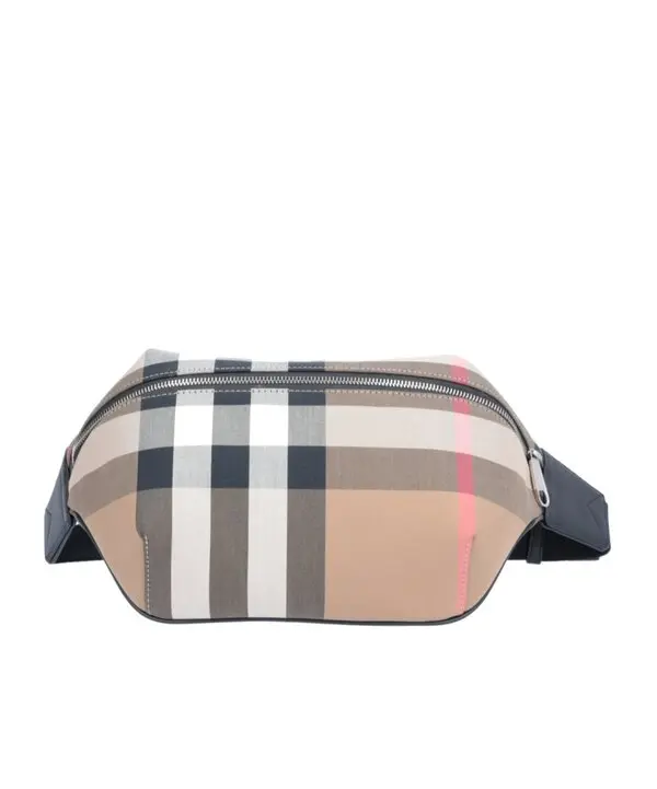 Burberry Check Pattern Zipped Belt Bag - Brown/black/white/red