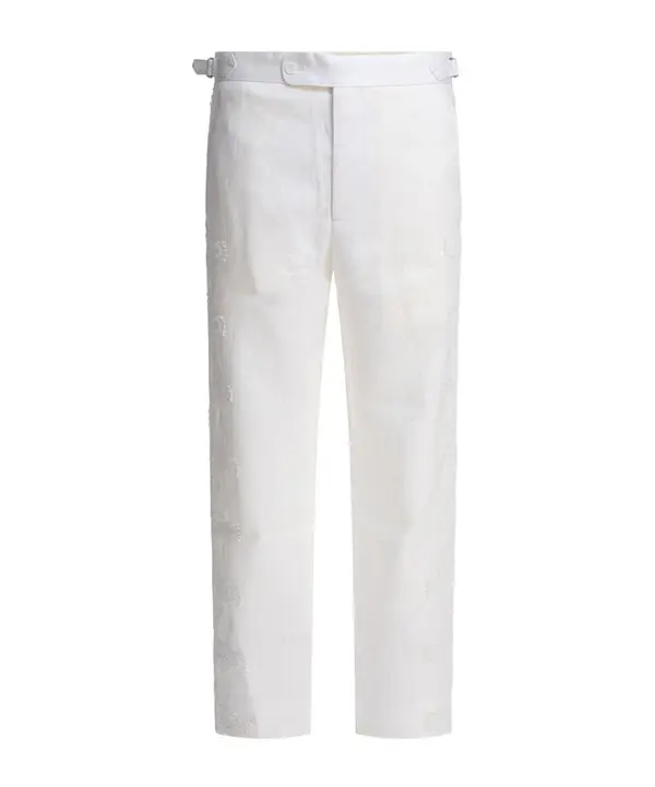BODE Straight Leg Embroidered Trousers - White