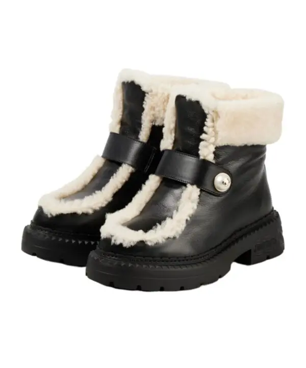 JIMMY CHOO Shea Flat Ankle Boots With Wool Lining - Black