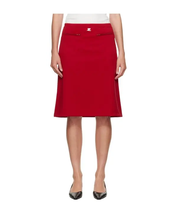 COURREGES Double-knit Midi Skirt - Red
