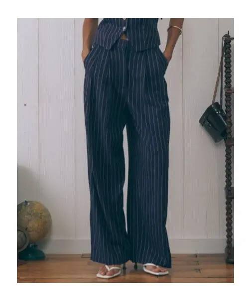 Maison Labiche Striped Pleated Wide-leg Trousers