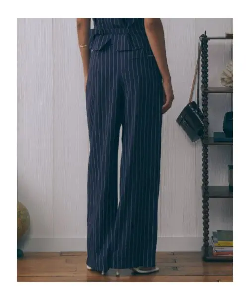 Maison Labiche Striped Pleated Wide-leg Trousers