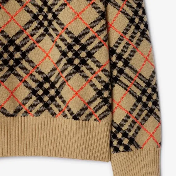 Burberry Checked Knitted Crewneck Jumper