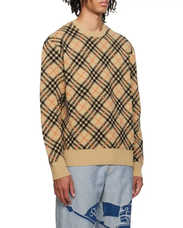 Burberry Checked Knitted Crewneck Jumper