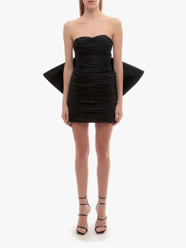 ROTATE BY BIRGER CHRISTENSEN Strapless Heart-shaped Neckline Mini Dress With Oversized Bow