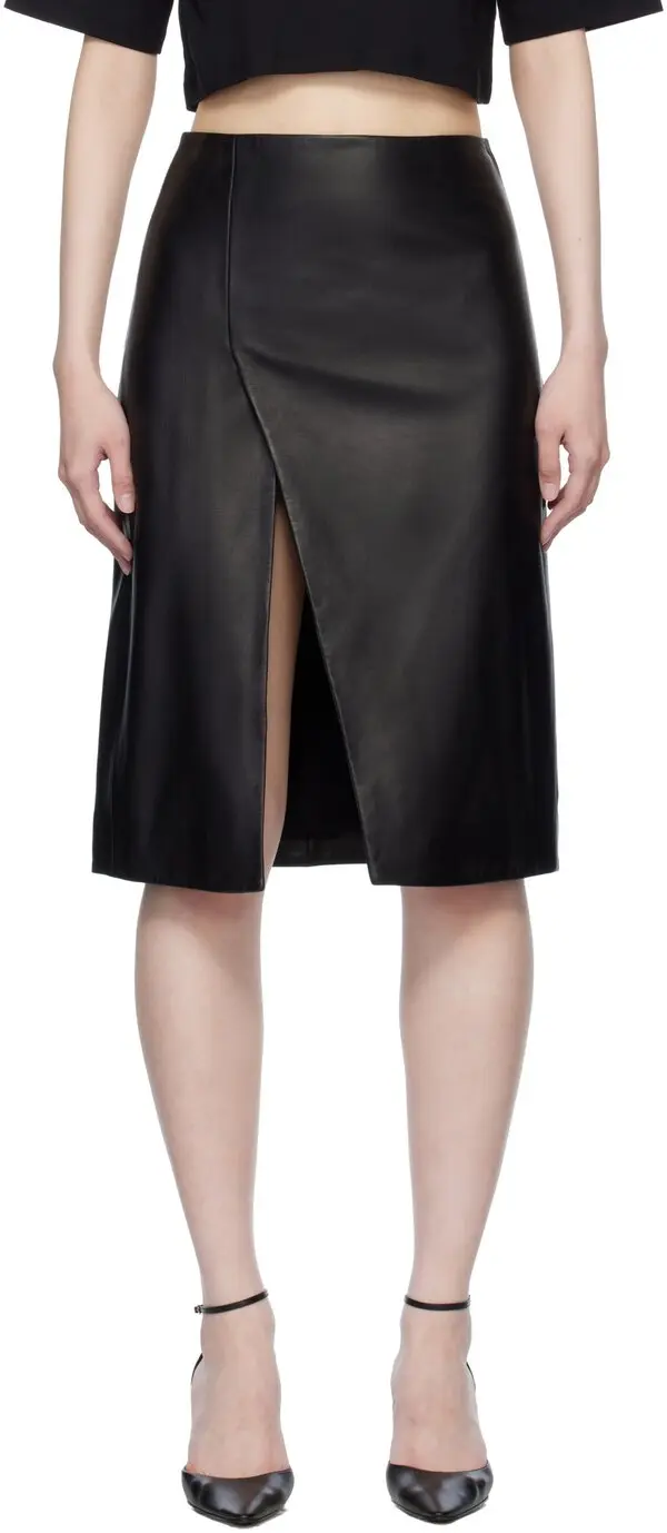 LOULOU STUDIO Leather Front Slit Skirt