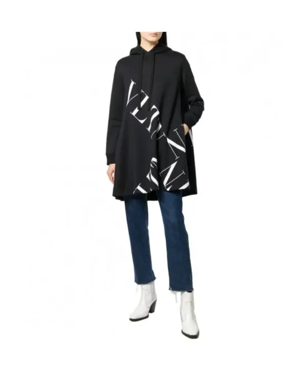 Valentino Garavani Logo Printed Oversized Hooded Sweater
