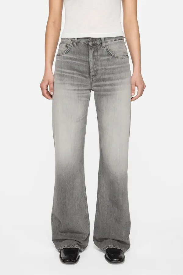 Acne Studios Logo-patch Wide Leg Denim Jeans - Gray
