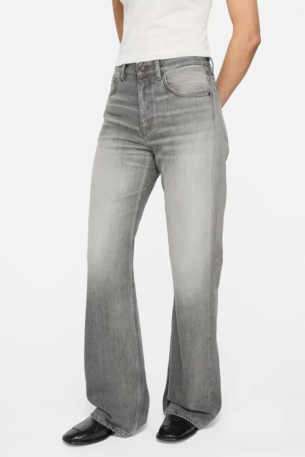 Acne Studios Logo-patch Wide Leg Denim Jeans - Gray