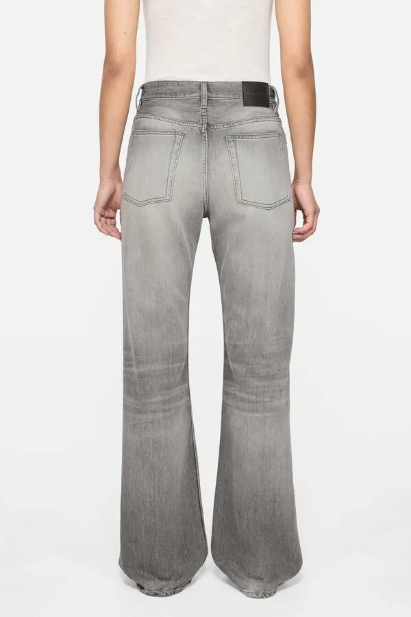 Acne Studios Logo-patch Wide Leg Denim Jeans - Gray