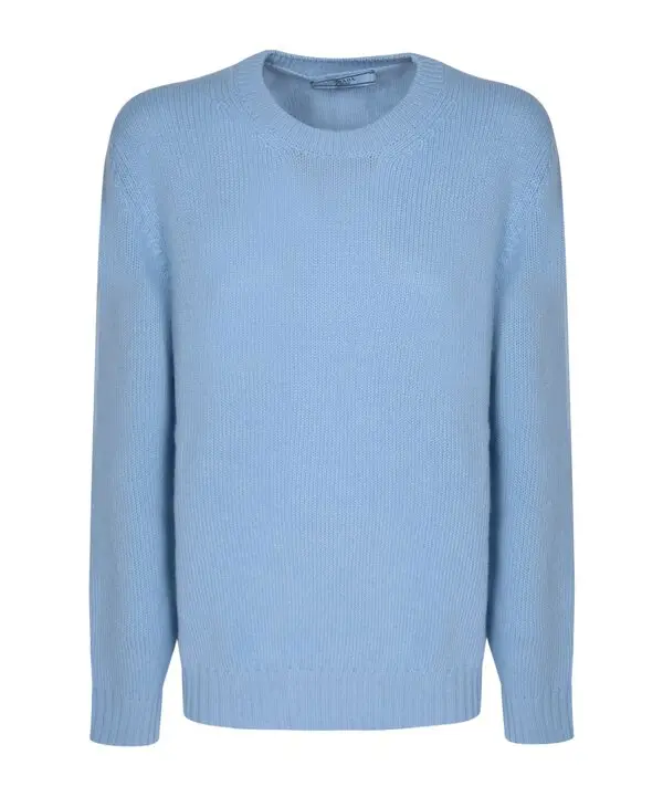 Prada Long-sleeved Crewneck Knitted Jumper - Light Blue