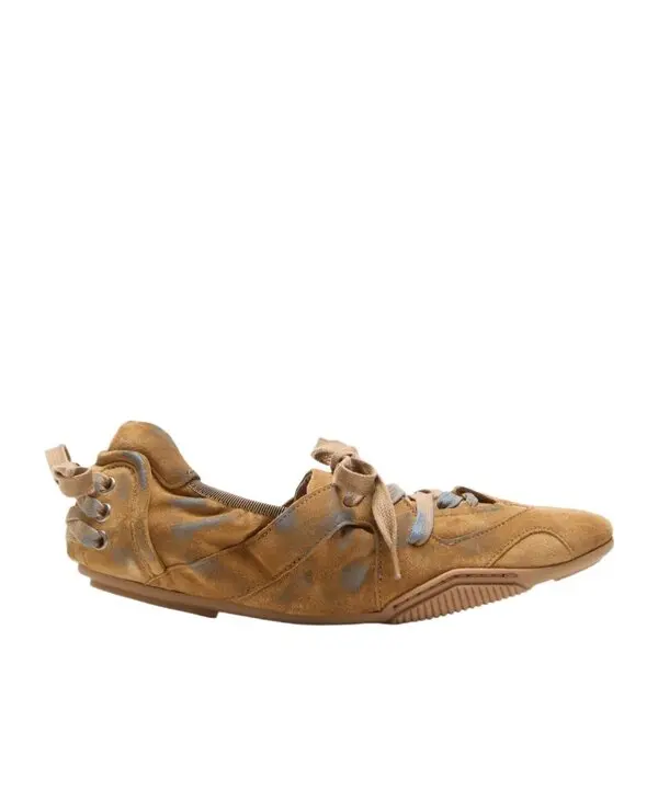 Acne Studios Lace Up Distressed Leather Sneakers - Brown