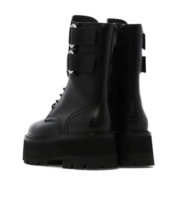 Celine Leather Ankle Boots With Chunky Lug Sole