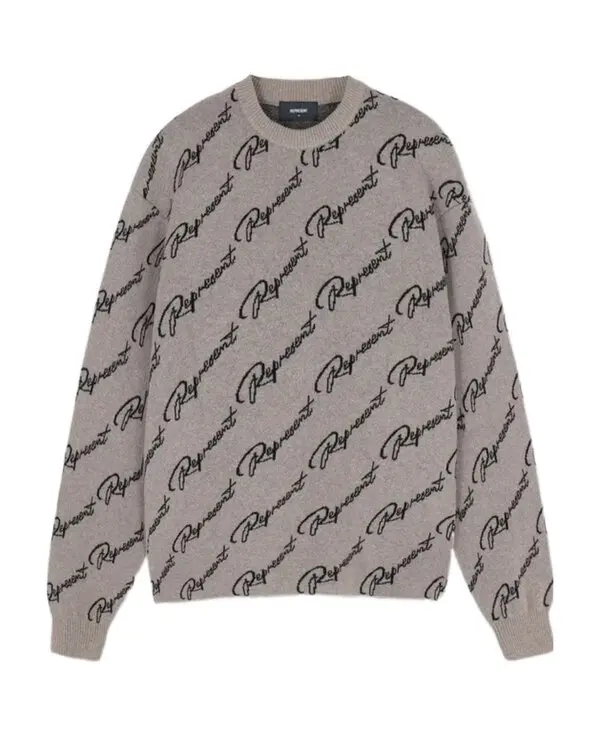 REPRESENT Long-sleeved Jacquard Sweater - Gray