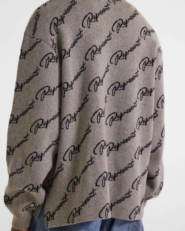 REPRESENT Long-sleeved Jacquard Sweater - Gray