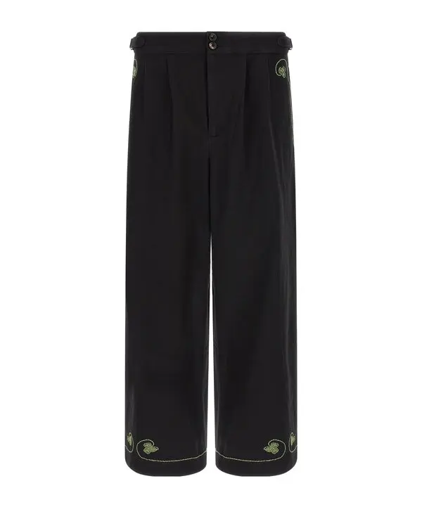 BODE Embroidered Clover Cropped Trousers - Black