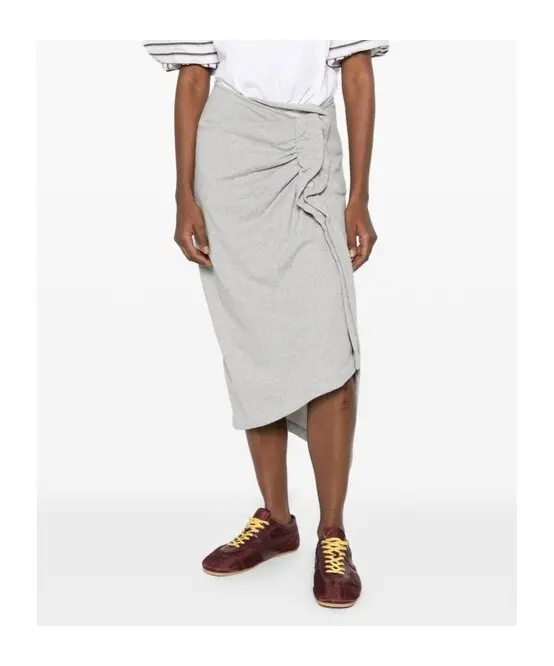 Dries Van Noten Asymmetric Jersey Midi Skirt - Grey