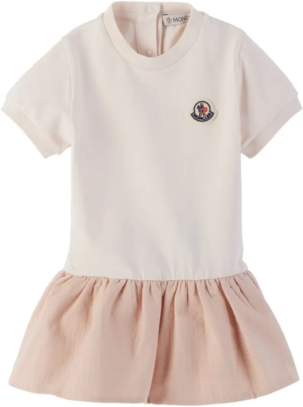 Moncler Logo Patch Gathered Dress - Pink