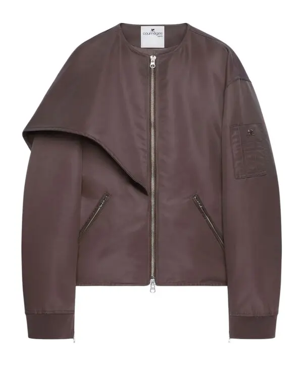 COURREGES Courrèges Bow Collar Oversized Bomber Jacket - Brown