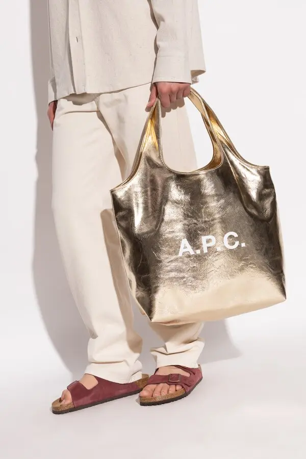 A.p.c. Ninon Logo Shopper Bag - Gold
