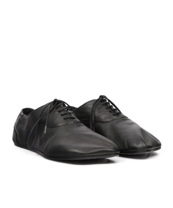 MAISON MARGIELA Square Toe Lace-up Flats - Black
