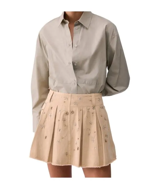 Liu Jo Poplin Shirt With Wide Sleeves And Drawstring Waist - Grey