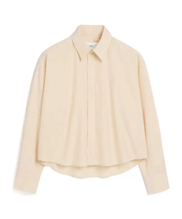 Ami Cropped Oversized Shirt - White Cream