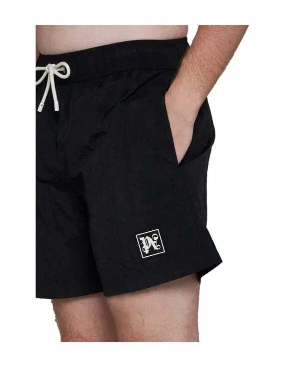 Palm Angels Monogram Patch Drawstring Swimming Shorts
