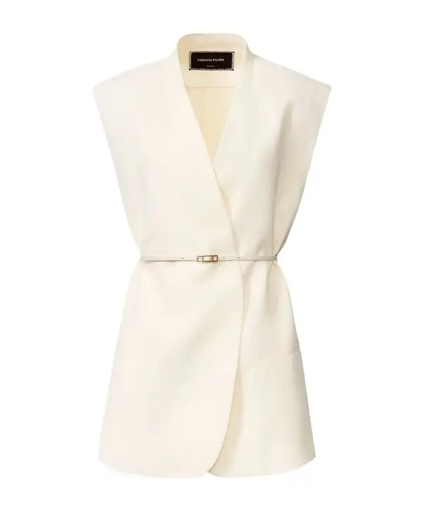 Fabiana Filippi Belted V-neck Jacket - White