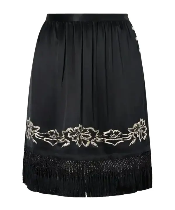 BODE Embroidered Mini Skirt With Tassel Trim - No