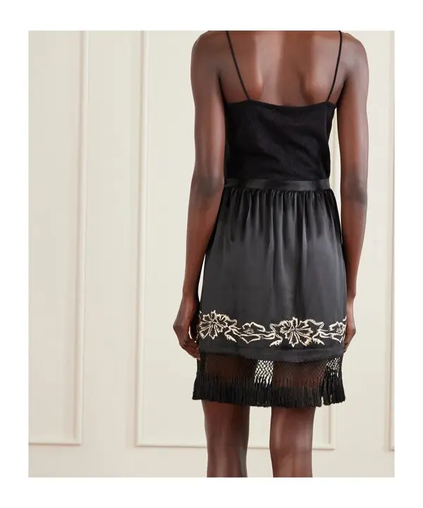 BODE Embroidered Mini Skirt With Tassel Trim - No