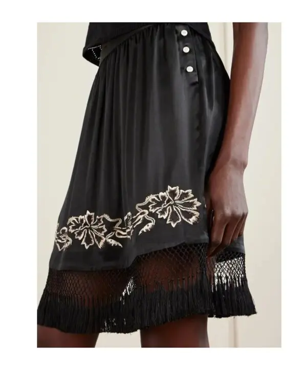 BODE Embroidered Mini Skirt With Tassel Trim - No