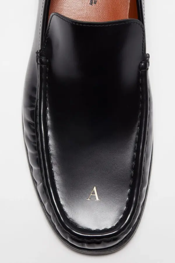 Acne Studios Leather Slip-on Loafers With Embossed Initials
