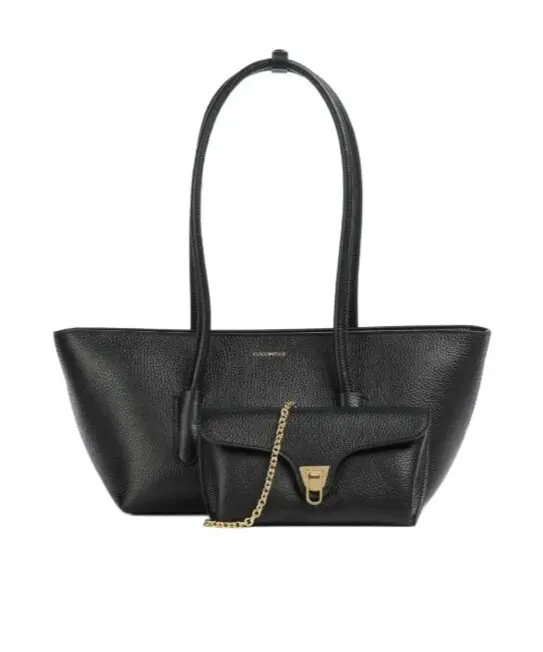 COCCINELLE Logo Printed Shoulder Bag - Black