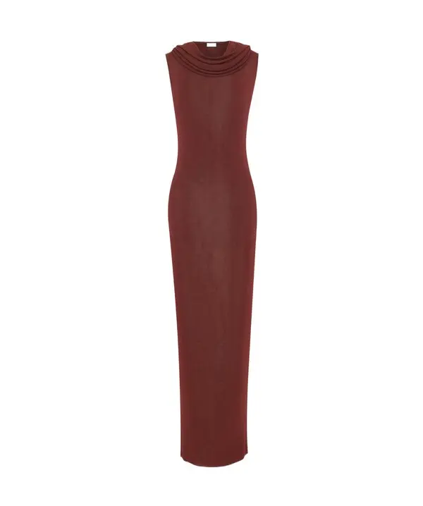 Saint Laurent Sleeveless Hooded Maxi Dress - Red