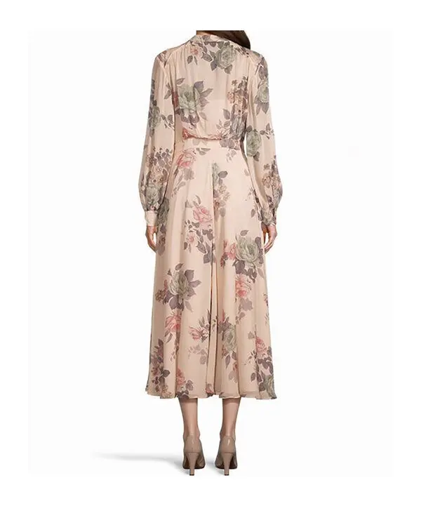Marella Long Sleeve Floral Printed Midi Dress
