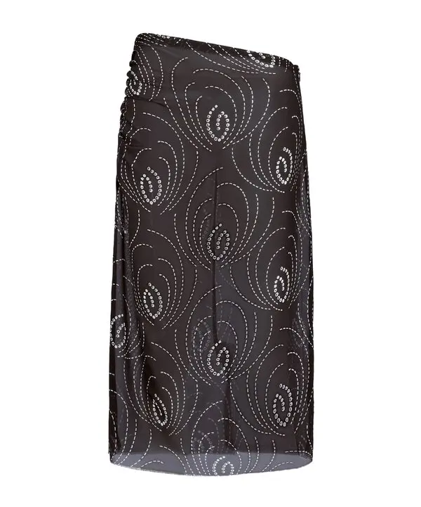 Prada All-over Geometric Patterned Midi Skirt - Black
